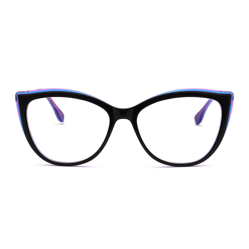 Hope Two Toned Cat Eye Glasses For Women Lightweight Acetate And Met